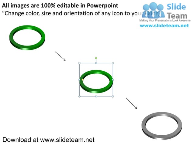 3 d pieces of rings circles connected interconnected linked 3 stages ...
