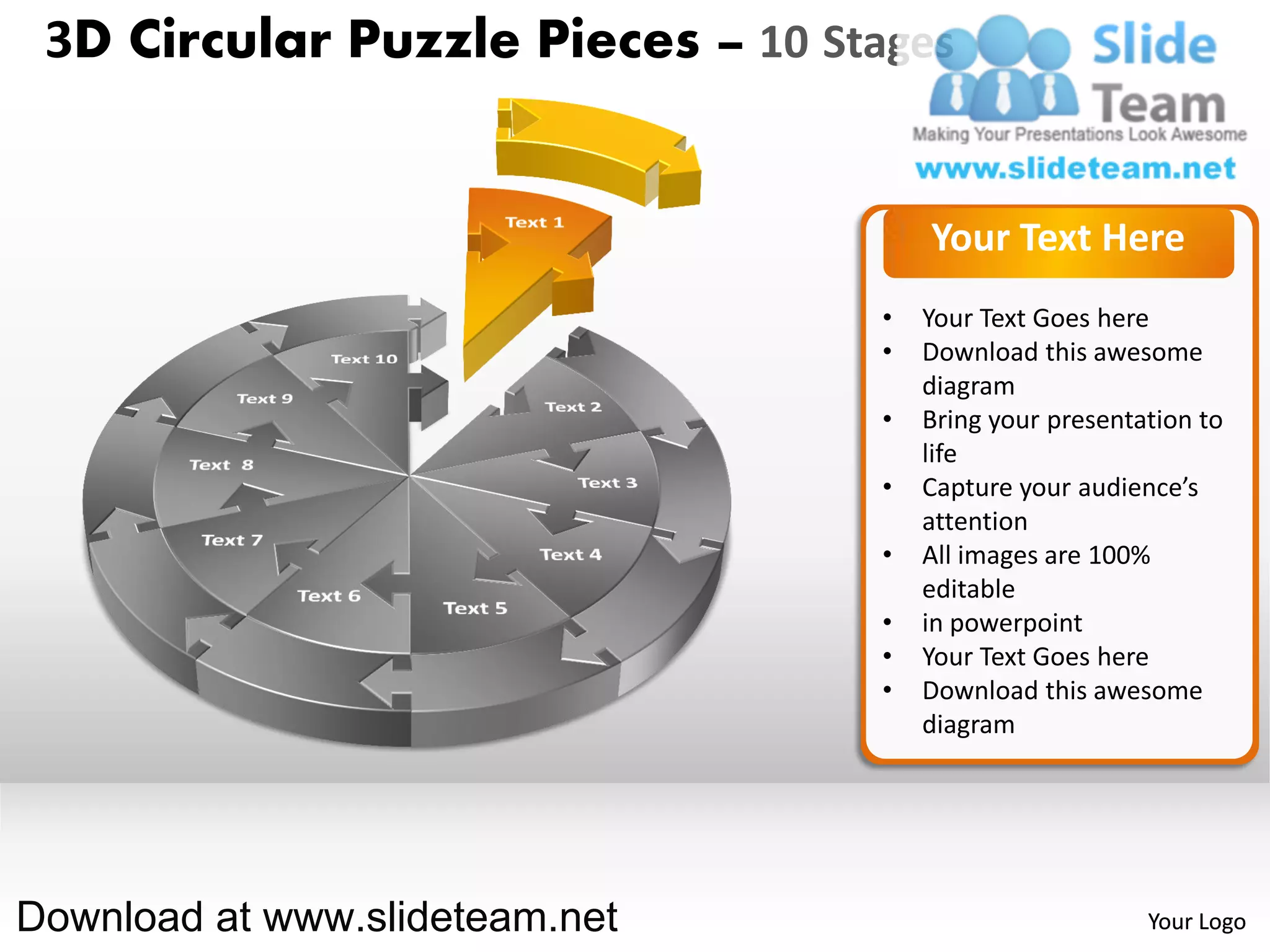 3 d pie chart circular puzzle with hole in center pieces 10 stages ...