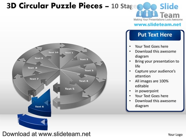 3 d pie chart circular puzzle with hole in center pieces 10 stages ...