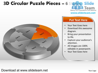 3 d pie chart circular puzzle with hole in center pieces 6 stages style ...