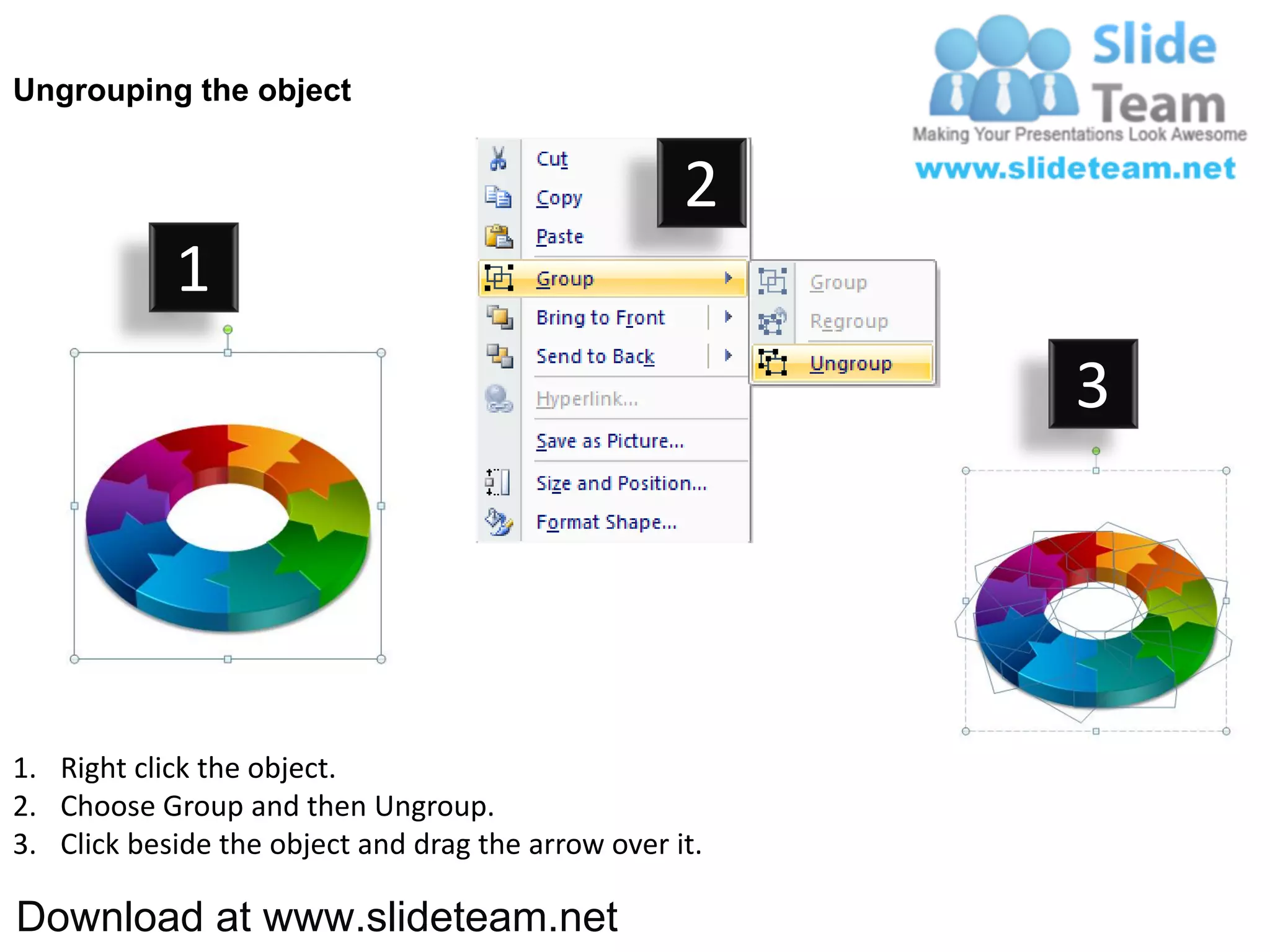 3 d pie chart circular with hole in center 10 stages powerpoint ...