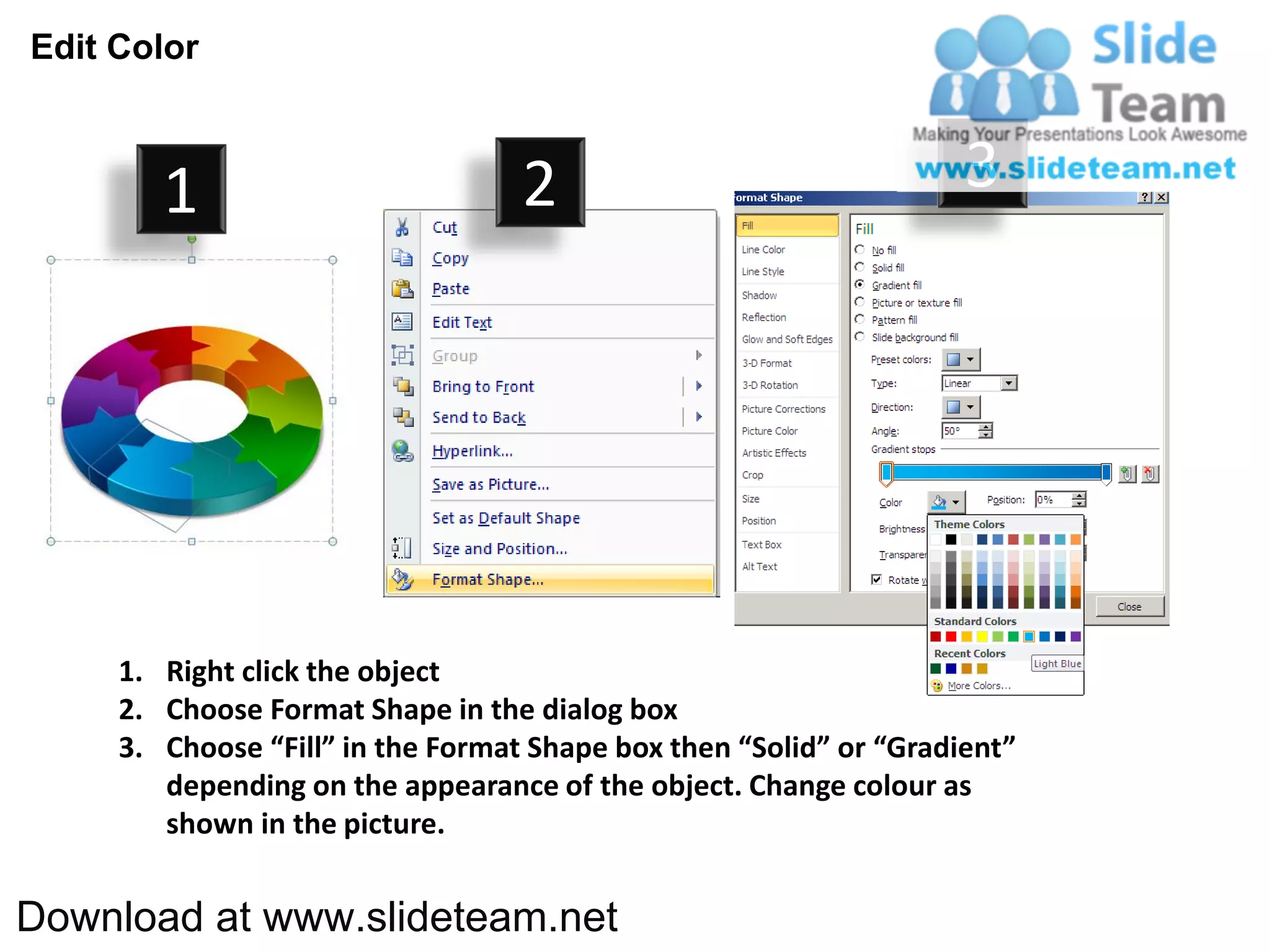 3 d pie chart circular with hole in center 10 stages powerpoint ...