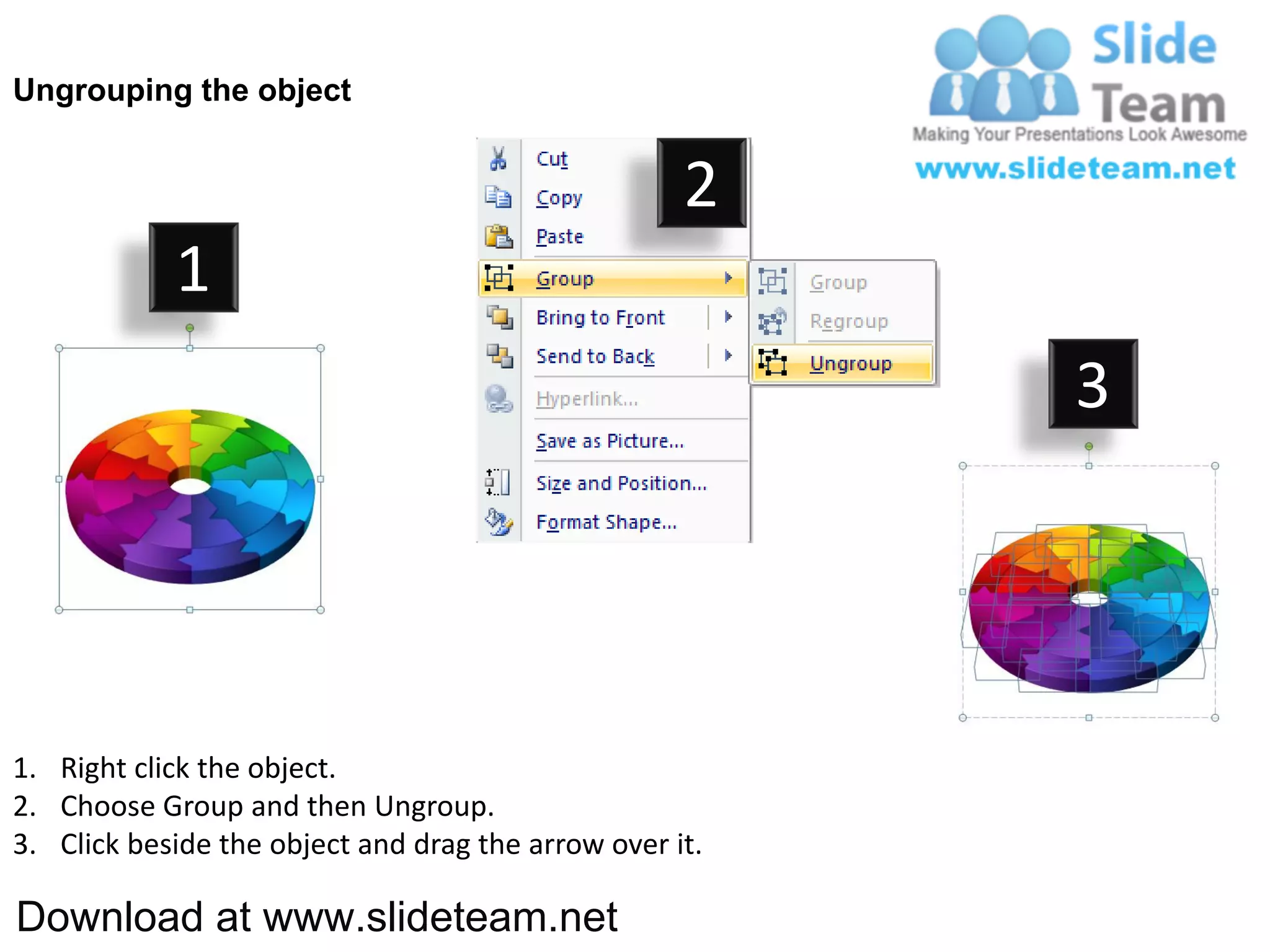 3 d pie chart circular with hole in center 12 stages style 2 powerpoint ...