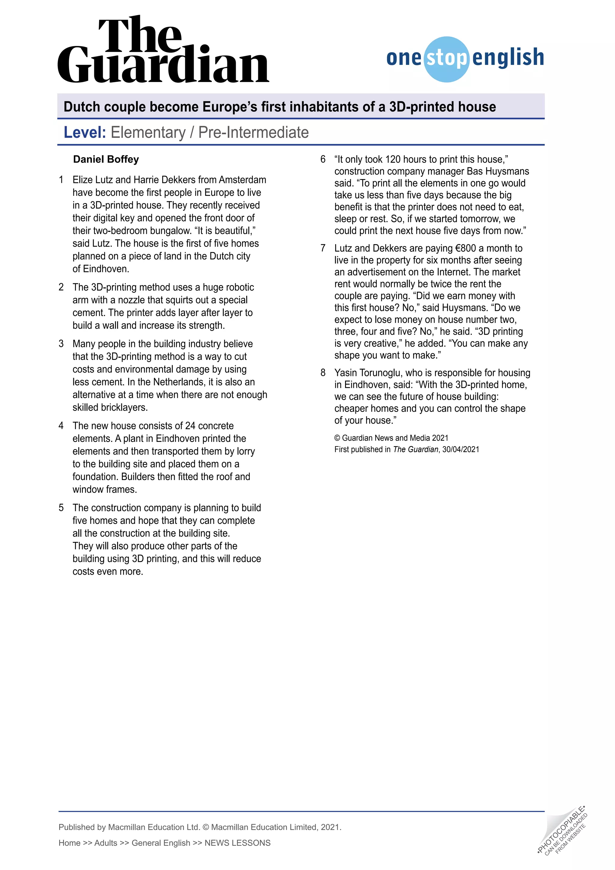 3D Printed House_ - Elementary Article .pdf