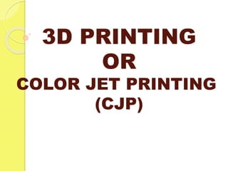 3 D printing | PPT