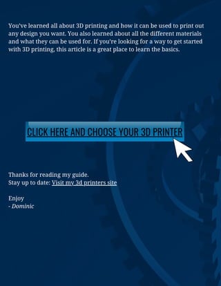 3D PRINTING 101 A BEGINNER'S GUIDE TO 3D PRINTING | PDF