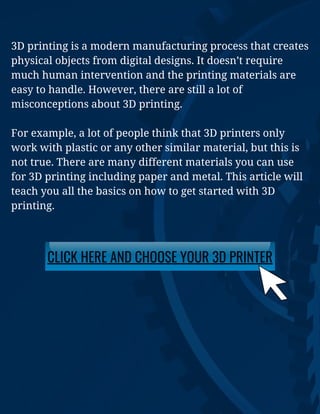 3D PRINTING 101 A BEGINNER'S GUIDE TO 3D PRINTING | PDF