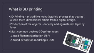 3D Printing | PPTX | 3-D Graphics | Computer Software and Applications