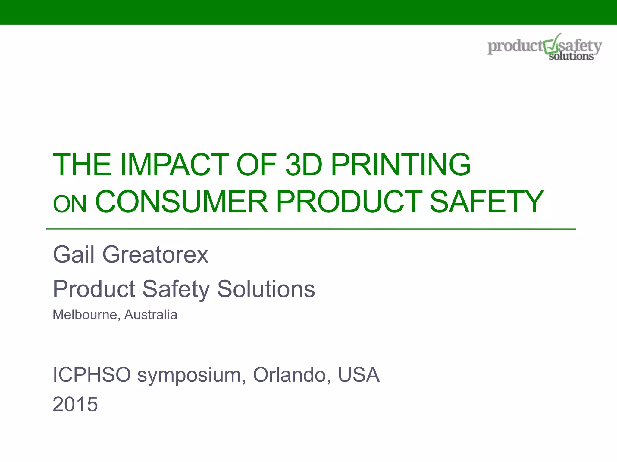 3D printing and product safety | PPT