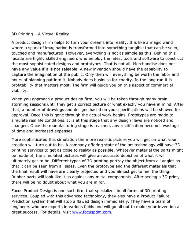 3 d printing – a virtual reality | DOCX | 3-D Graphics | Computer ...