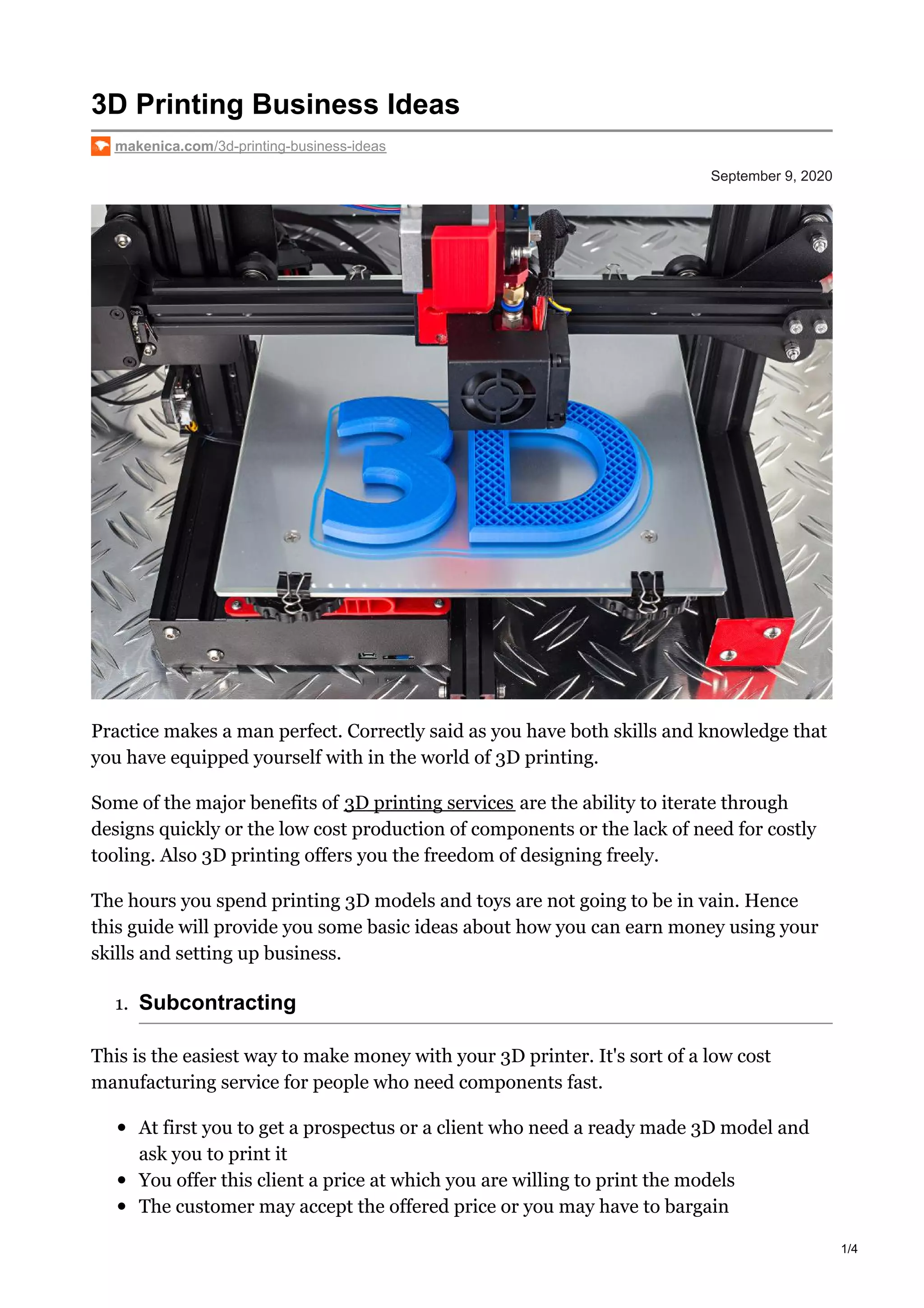 3 d printing business ideas | PDF