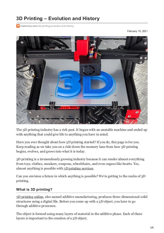 3 d printing evolution and history