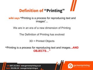 3D printing FESPA presentation by Garment Printing 2016 | PDF