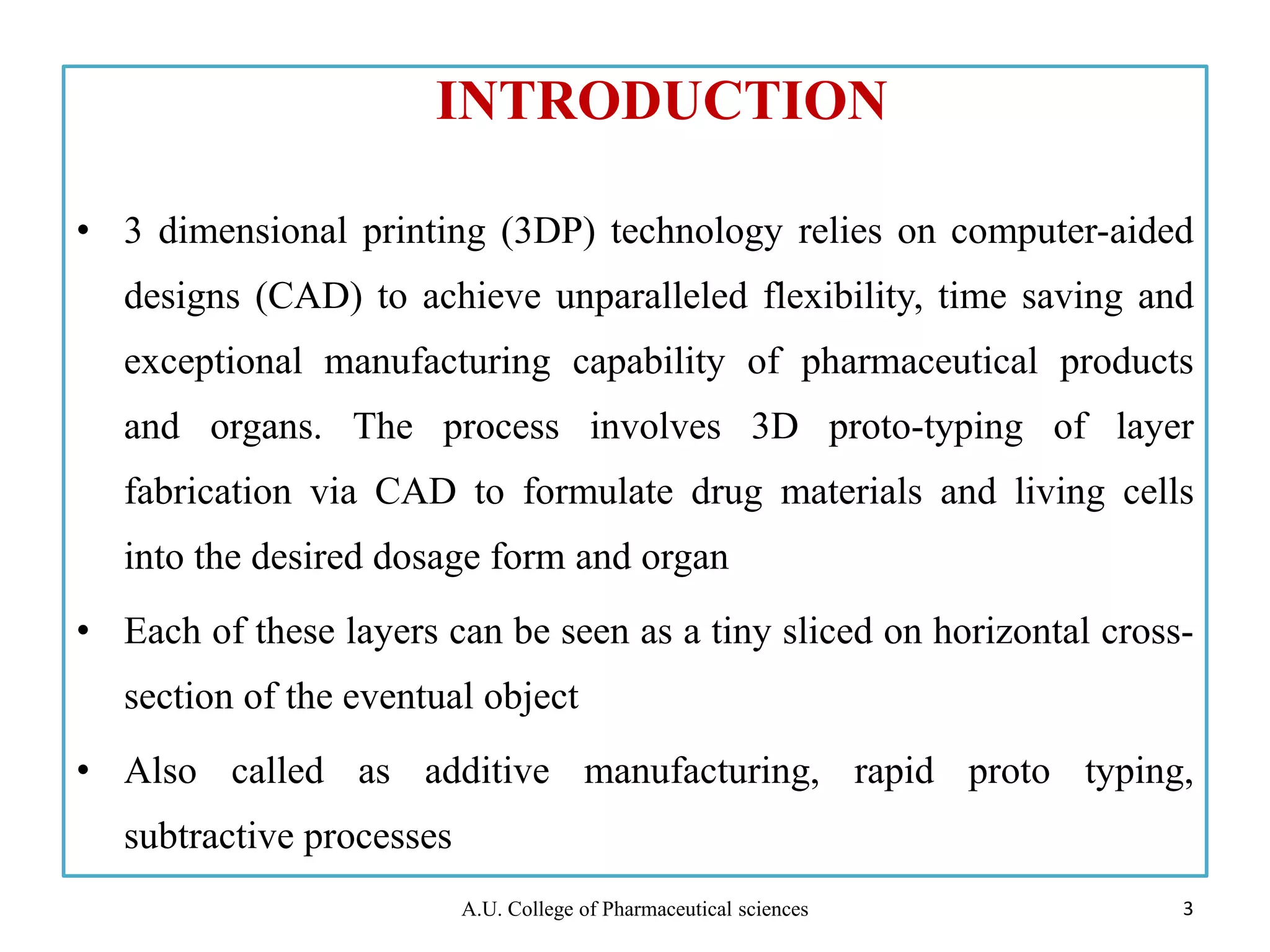 3 d printing in pharmaceutcials | PPTX