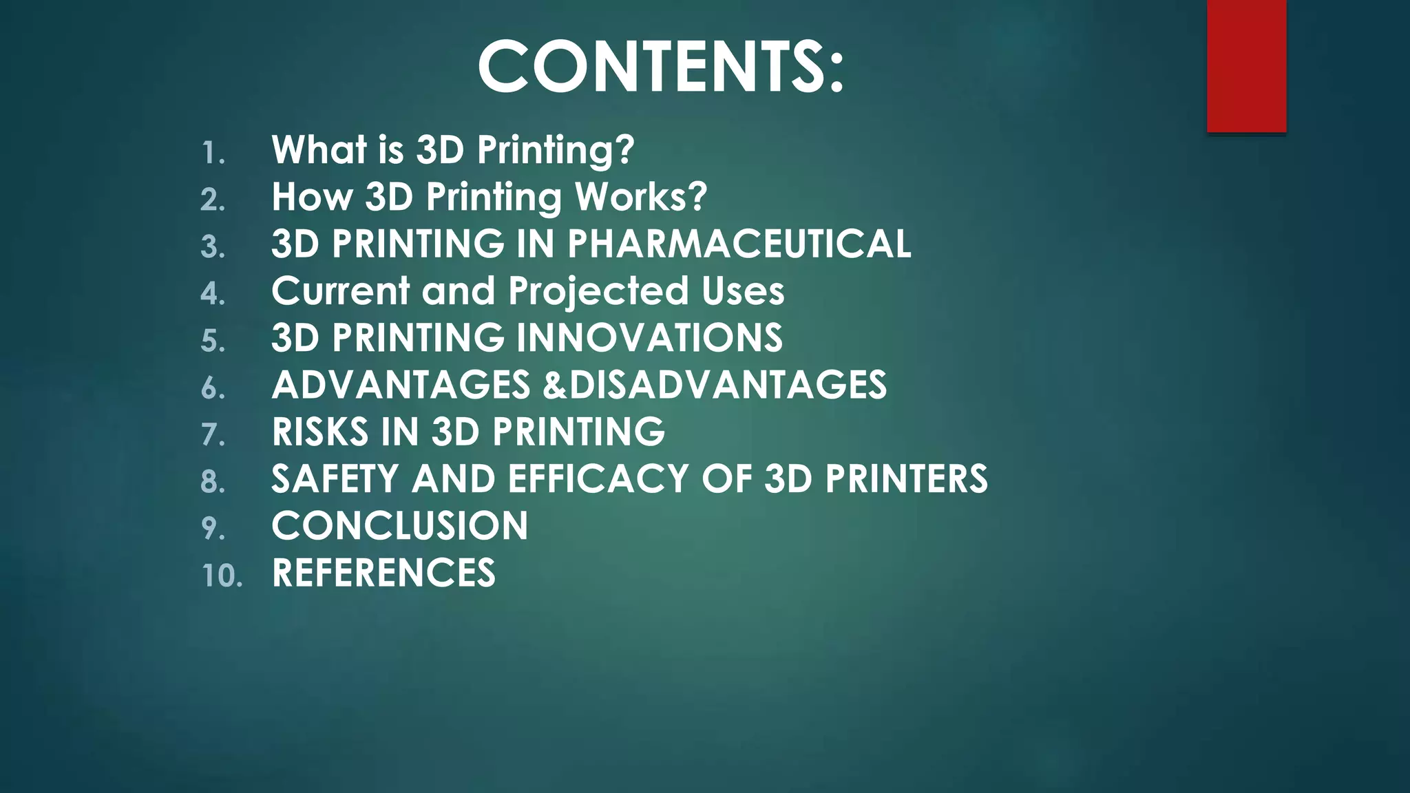 3 D Printing of pharmaceuticals | PPTX