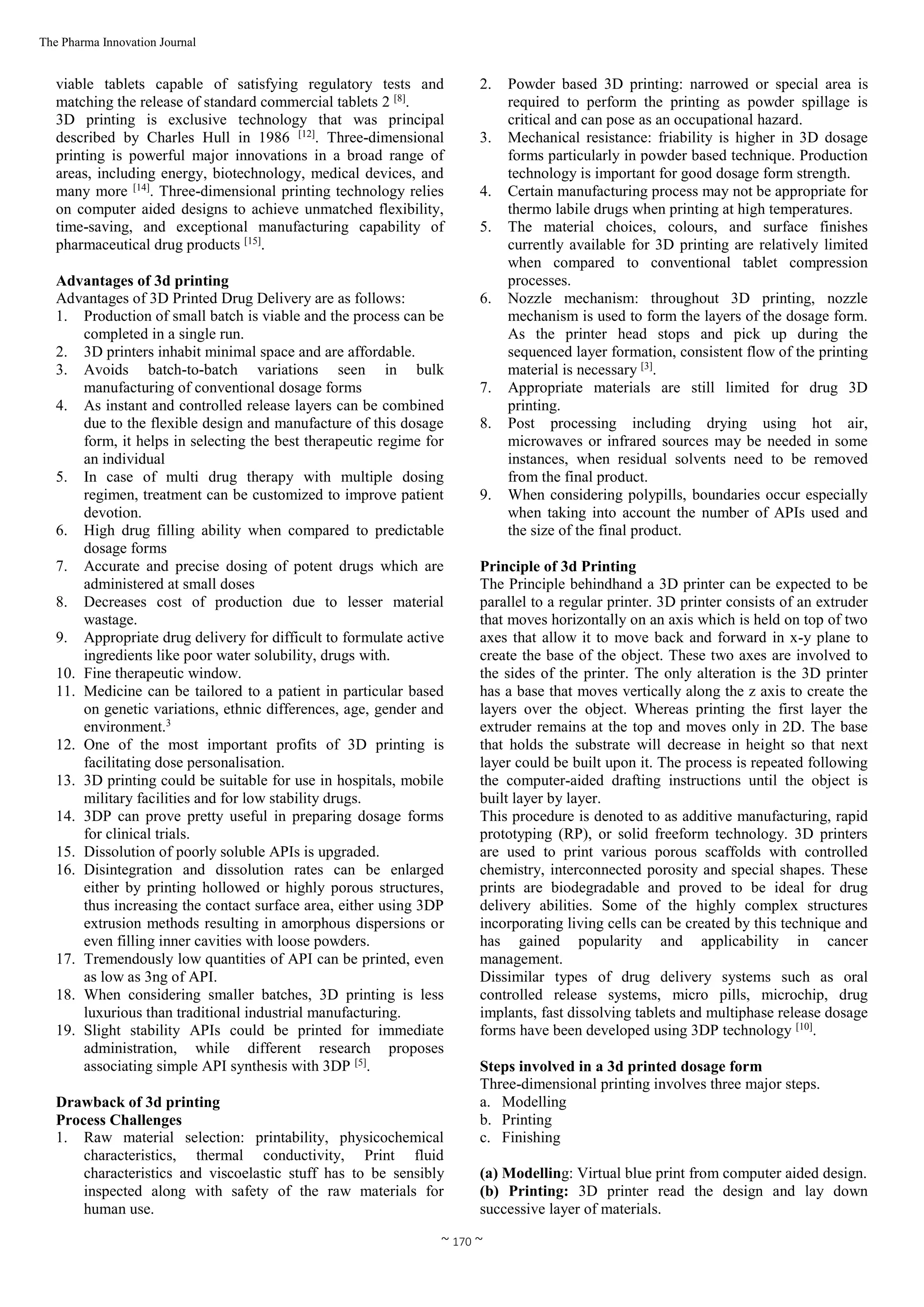 A review on 3D printing in Pharmaceuticals | PDF