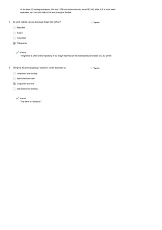 COURSERA 3D Printing Revolution QUESTIONS AND ANSWERS | PDF