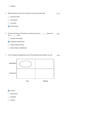 COURSERA 3D Printing Revolution QUESTIONS AND ANSWERS | PDF