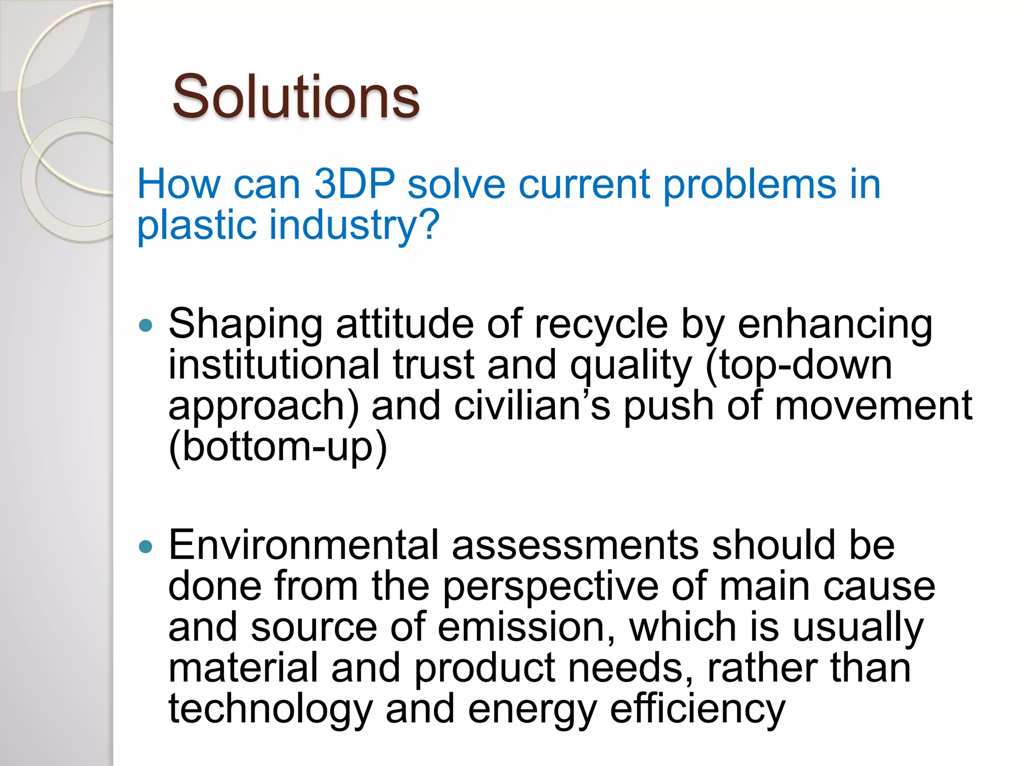 3D printing’s role in transforming plastic industry | PPTX