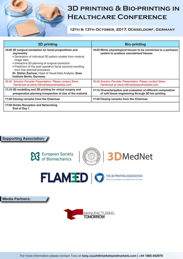 3d Printing & Bioprinting in Healthcare Conference Agenda | PDF