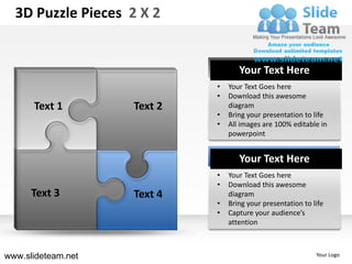 3d puzzle pieces 2 x2 powerpoint ppt templates. | PPT