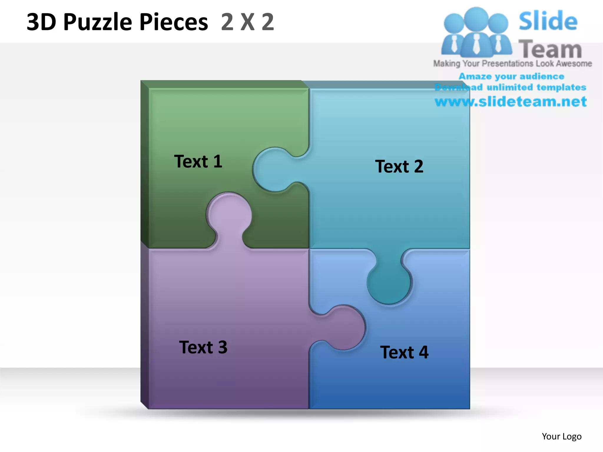 3d puzzle pieces 2 x2 powerpoint presentation slides ppt templates | PDF