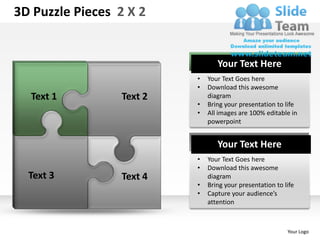 3d puzzle pieces 2 x2 powerpoint presentation slides ppt templates | PDF