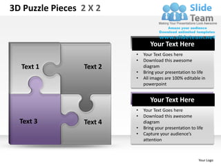 3d puzzle pieces 2 x2 powerpoint presentation slides ppt templates | PDF