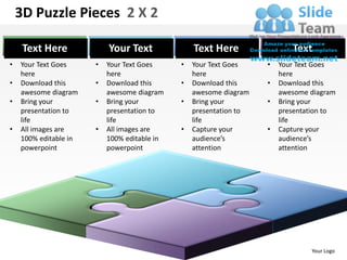 3d puzzle pieces 2 x2 powerpoint presentation slides ppt templates | PDF
