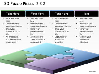 3d puzzle pieces 2 x2 powerpoint presentation templates | PPT
