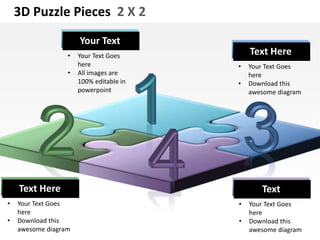 3d puzzle pieces 2 x2 powerpoint presentation templates | PPT