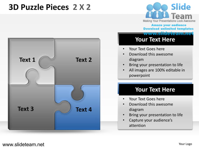 3d puzzle pieces 2 x2 powerpoint presentation templates. | PDF