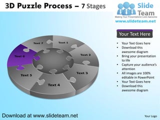 3 d puzzle pieces connected jigsaw 7 stages powerpoint diagrams and ...