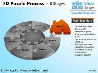 3 d puzzle pieces connected jigsaw 8 stages powerpoint presentation ...