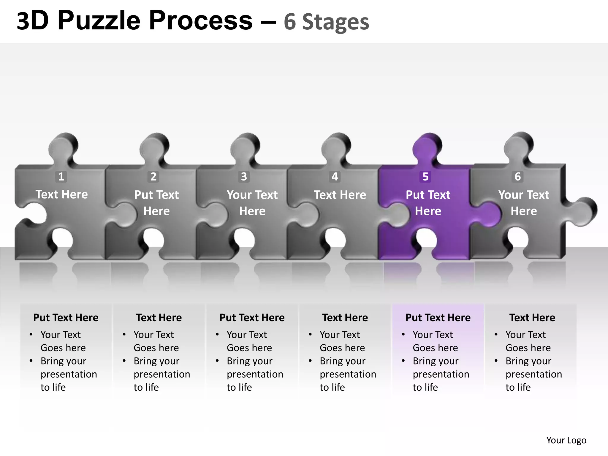 3d puzzle process 6 stages powerpoint presentation templates | PPTX