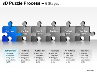 3d puzzle process 6 stages powerpoint presentation templates | PPTX
