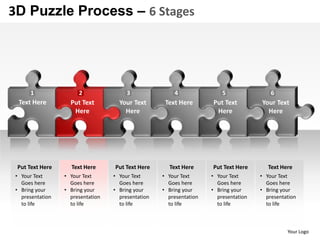 3d puzzle process 6 stages powerpoint presentation templates | PPTX