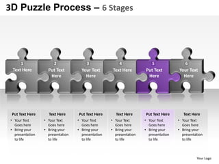 3d puzzle process 6 stages powerpoint presentation templates | PPTX
