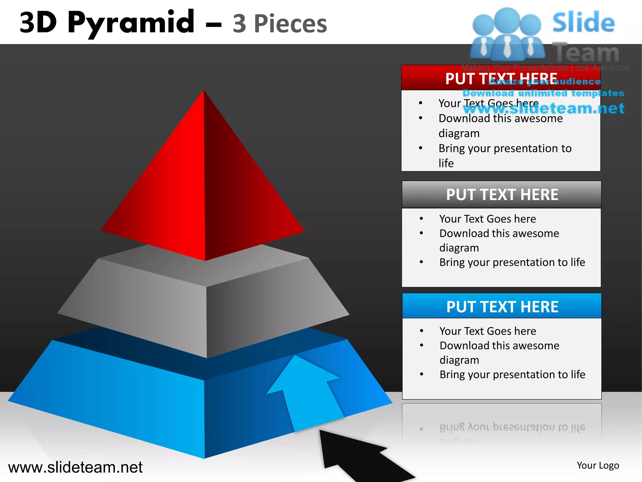 3d pyramid stacked shapes chart 3 pieces powerpoint ppt templates ...