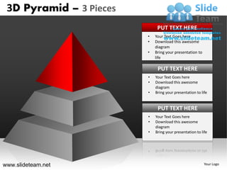 3d pyramid stacked shapes chart 3 pieces powerpoint presentation slides ...