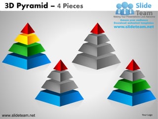 3d pyramid stacked shapes chart 4 pieces powerpoint ppt slides. | PDF ...