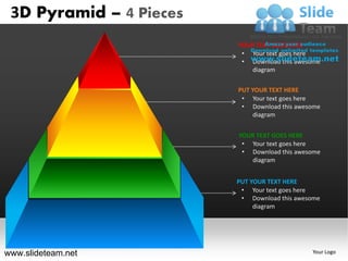 3d pyramid stacked shapes chart 4 pieces powerpoint ppt slides. | PDF ...