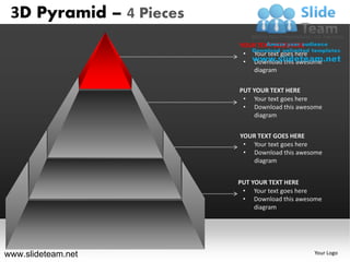 3d pyramid stacked shapes chart 4 pieces powerpoint ppt slides. | PDF ...