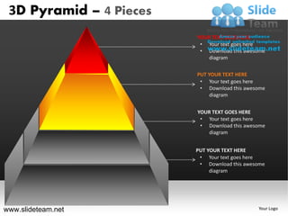 3d pyramid stacked shapes chart 4 pieces powerpoint presentation ...