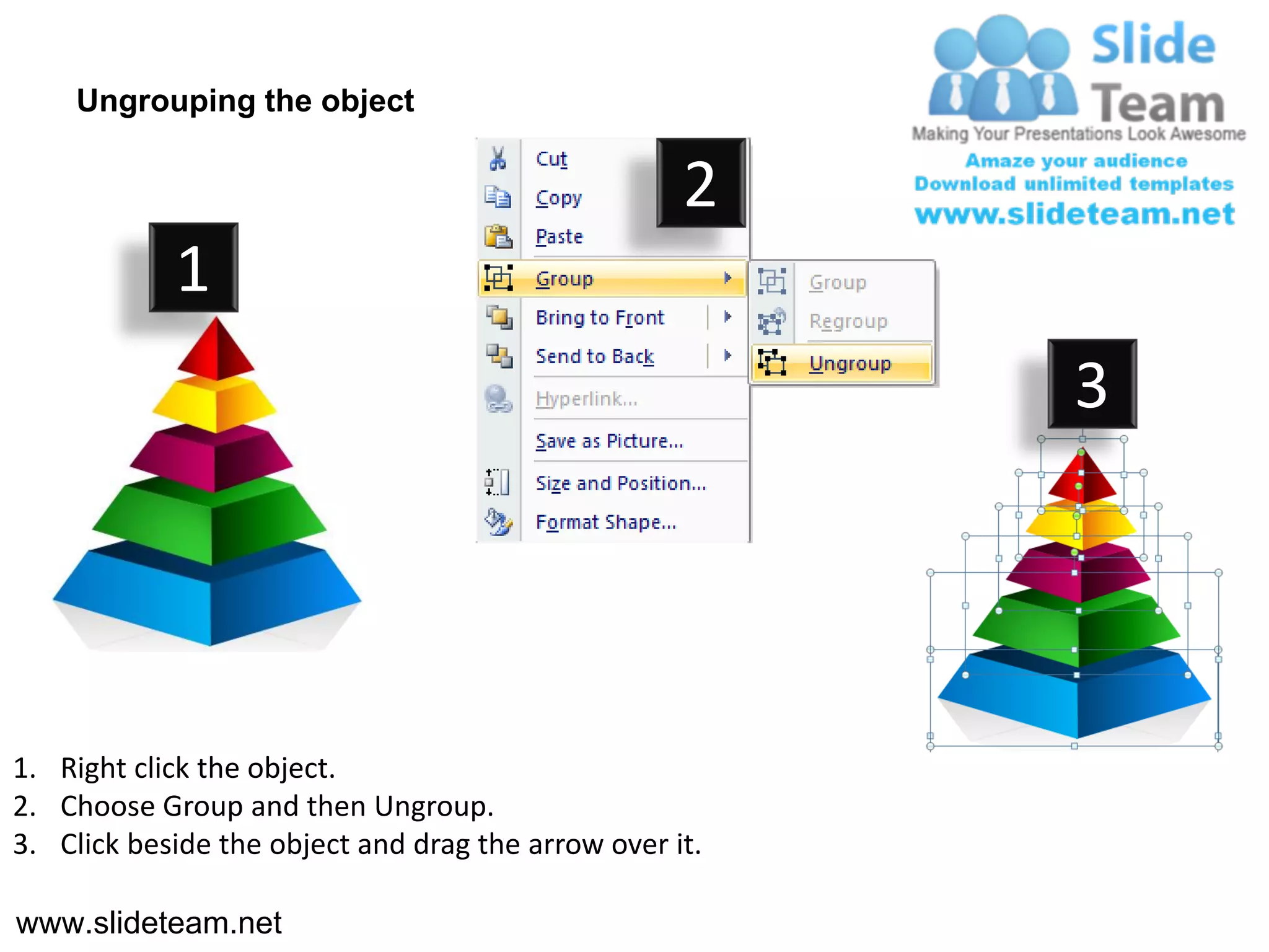3d pyramid stacked shapes chart 5 pieces powerpoint ppt templates. | PDF