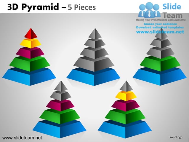 3d pyramid stacked shapes chart 5 pieces powerpoint presentation ...