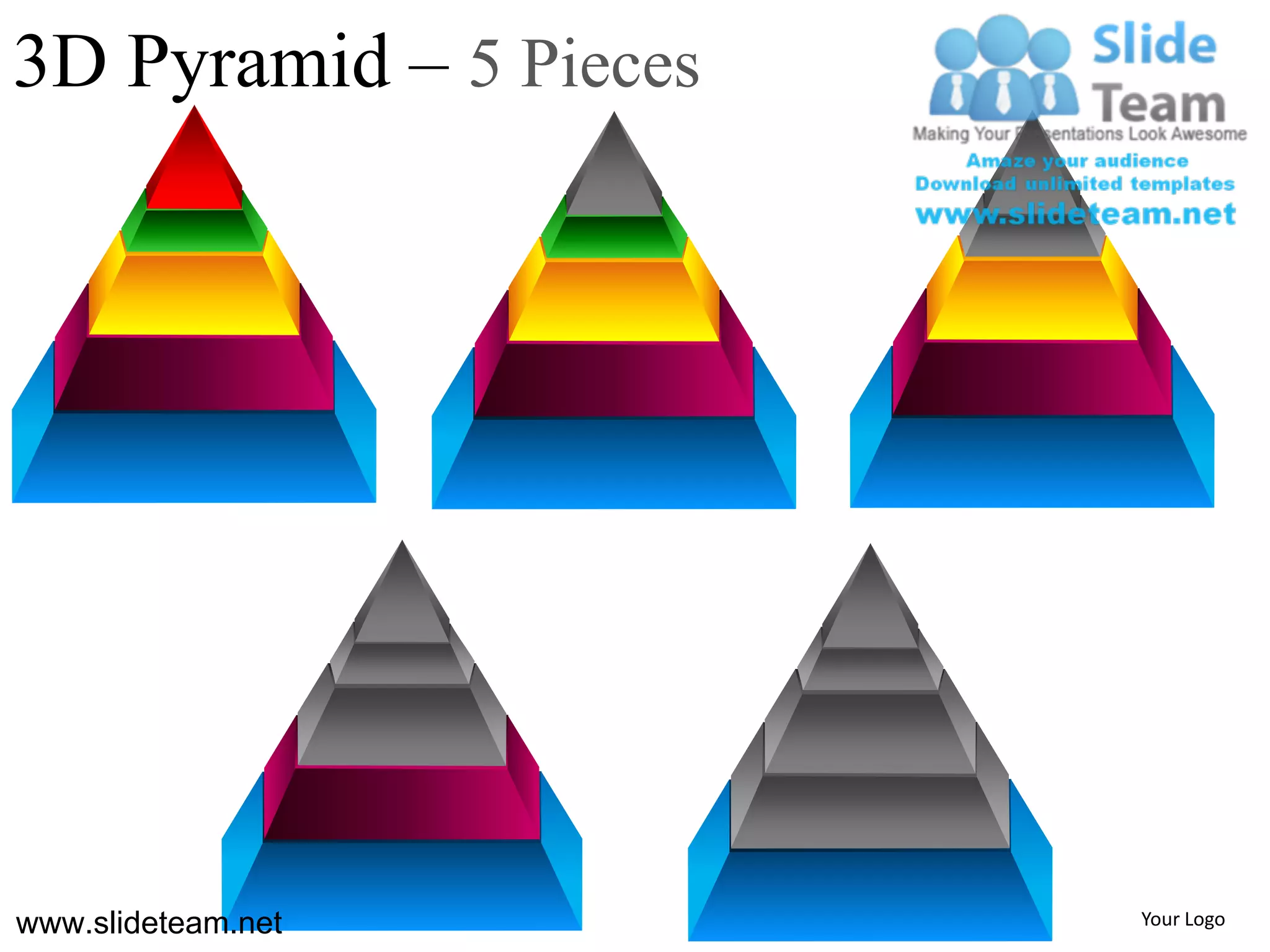 3d pyramid stacked shapes chart 5 pieces powerpoint presesntation slides. | PDF | Desktop ...