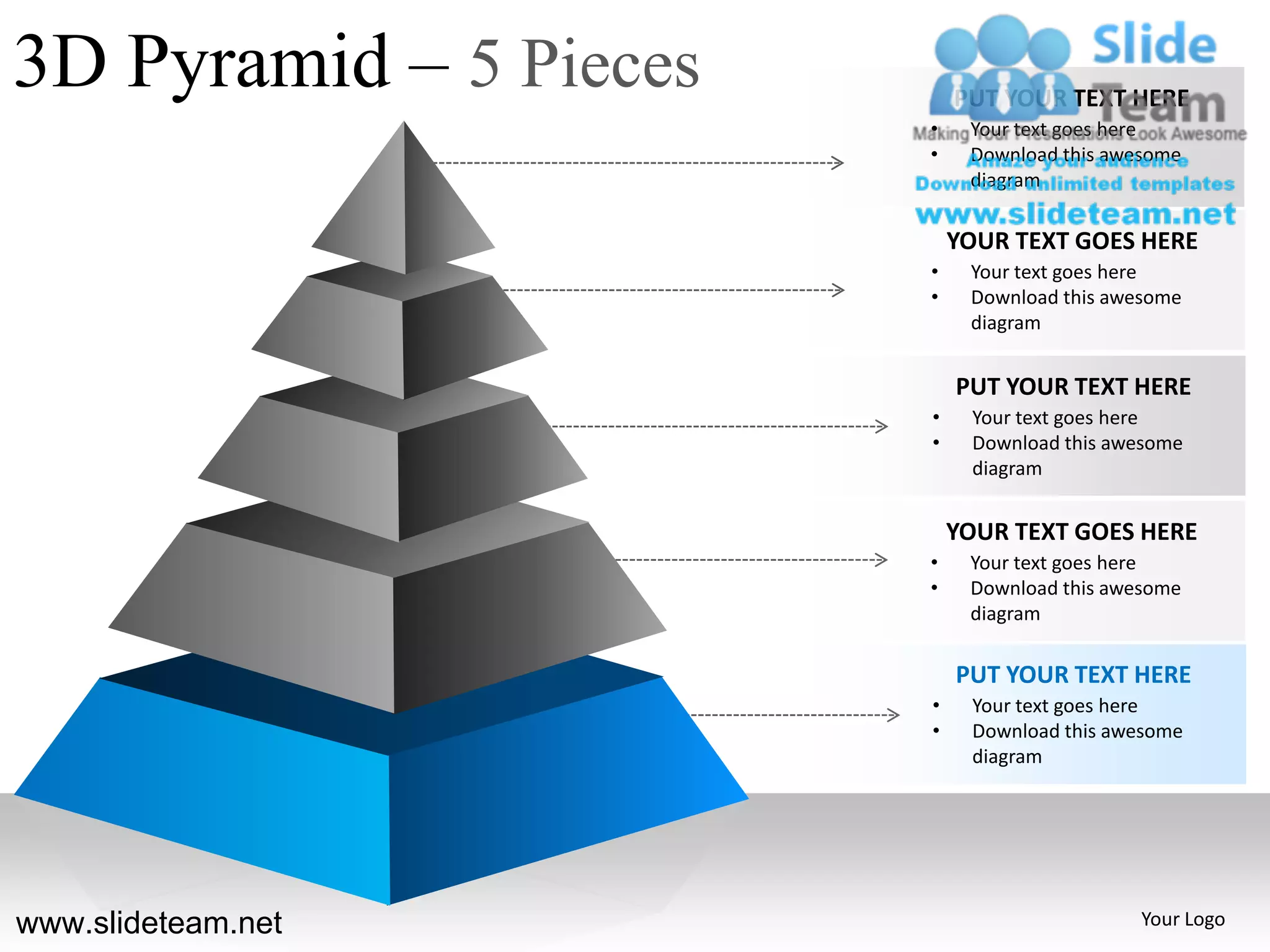 3d pyramid stacked shapes chart 5 pieces powerpoint presesntation slides. | PDF | Desktop ...
