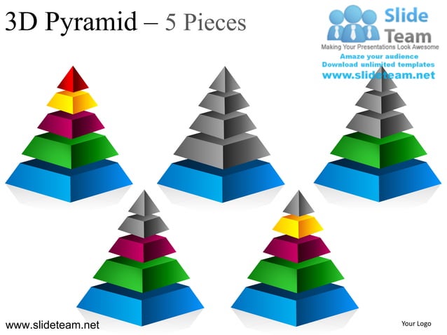 3d pyramid stacked shapes chart 5 pieces powerpoint presesntation ...