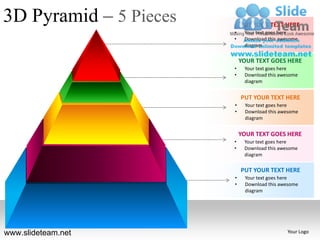 3d pyramid stacked shapes chart 5 pieces powerpoint presesntation ...